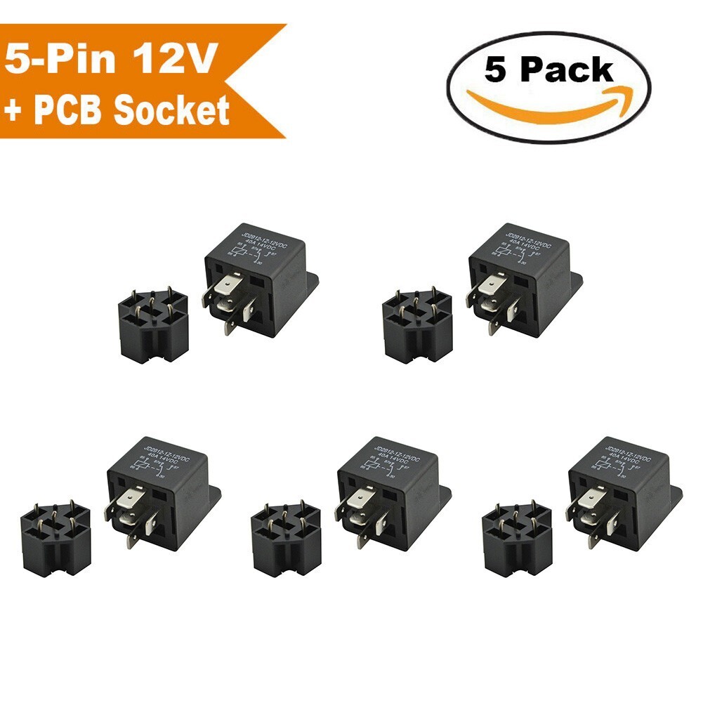 5 Sets Mini PCB 12V SPDT Relay Switch with Socket Base and 5Pin ...