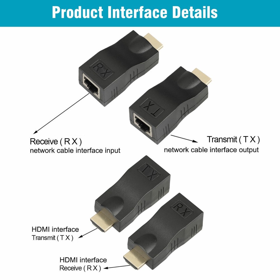4K 1080P HDMI Extender to RJ45 Over Cat 5e/6 Network LAN Ethernet ...