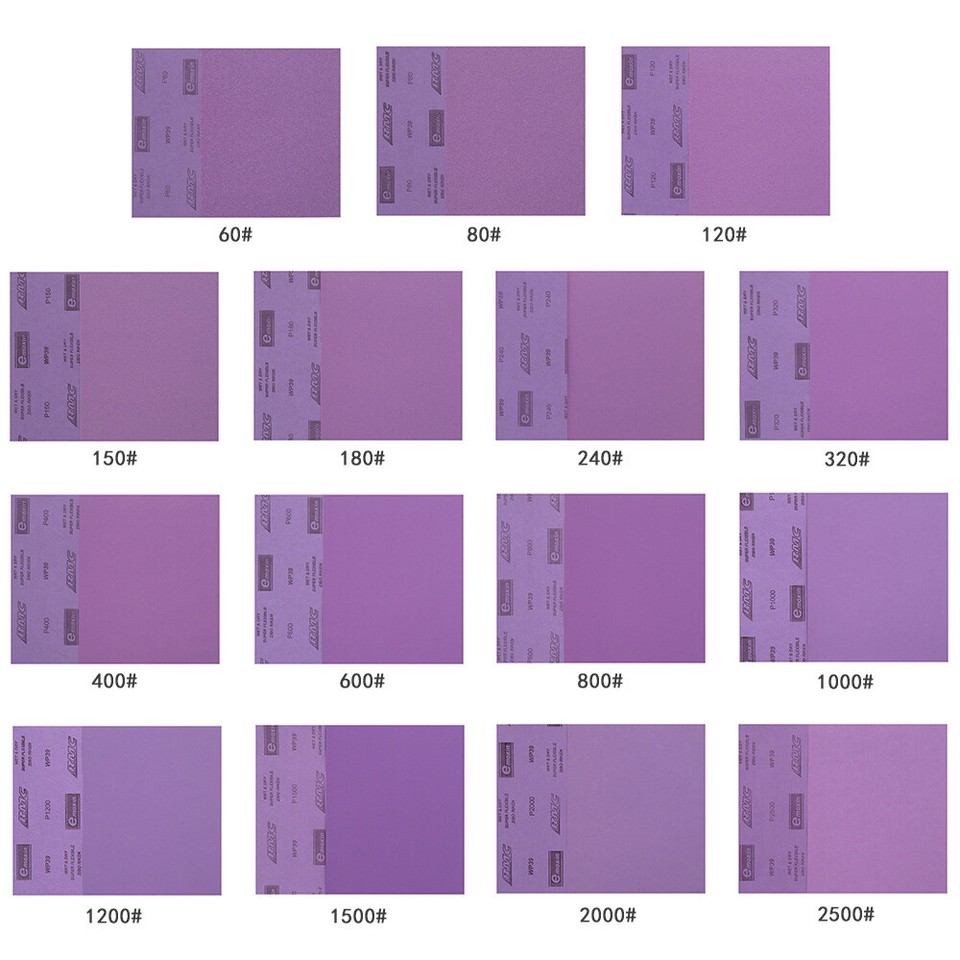 230x280mm Wet And Dry Purple Sandpaper Sheets Sanding Polishing 60-2500 ...
