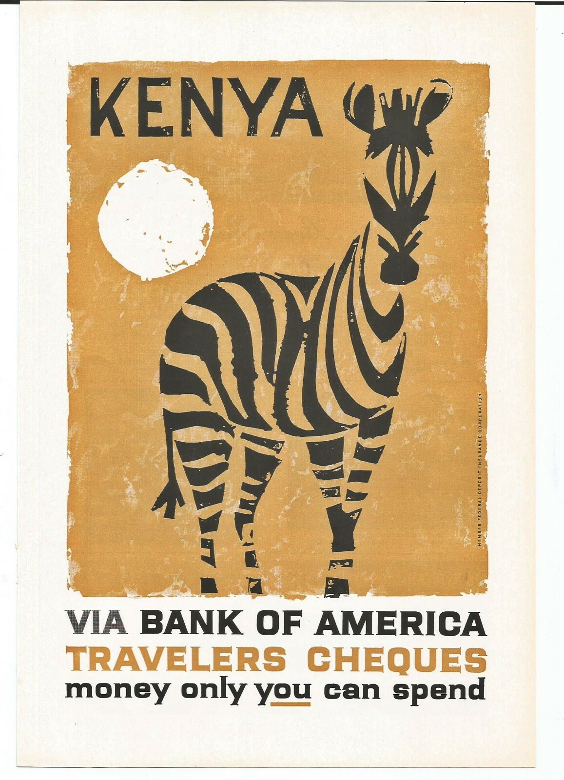 Vintage 1959 Zebra Bank of America Travelers Checks Original Magazine ...