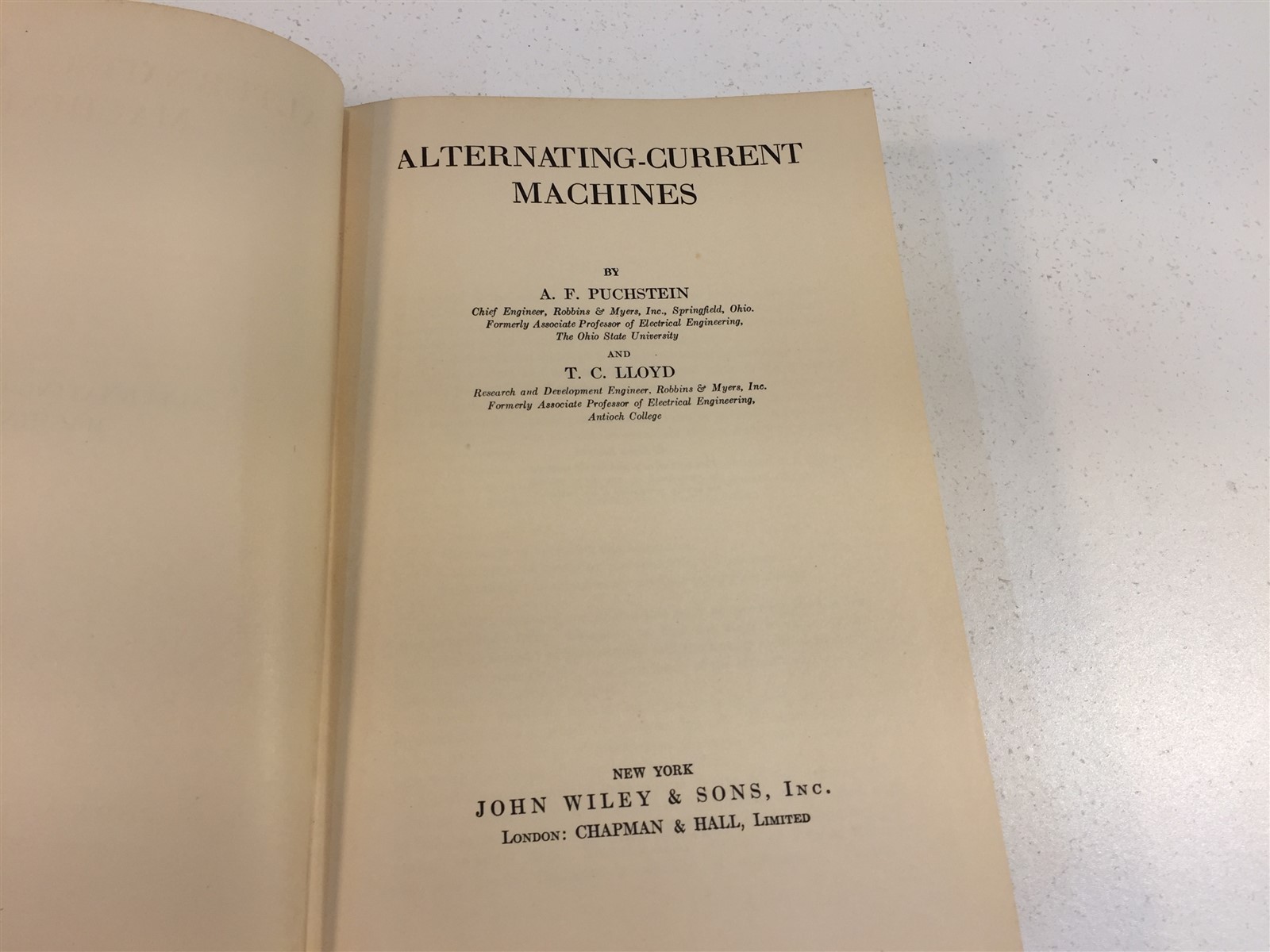 Alternating Current Machines by Puchstein & Lloyd HC 1936 | eBay