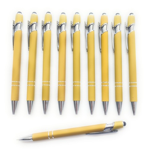 10ct Lot Metal Retractable Soft Touch Stylus Pens: MUSTARD YELLOW Blank/No Print | eBay