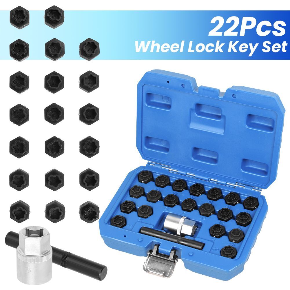 Locking Anti-theft Wheel Lock Lug Nut Key Socket Set Remover Tool Kit ...