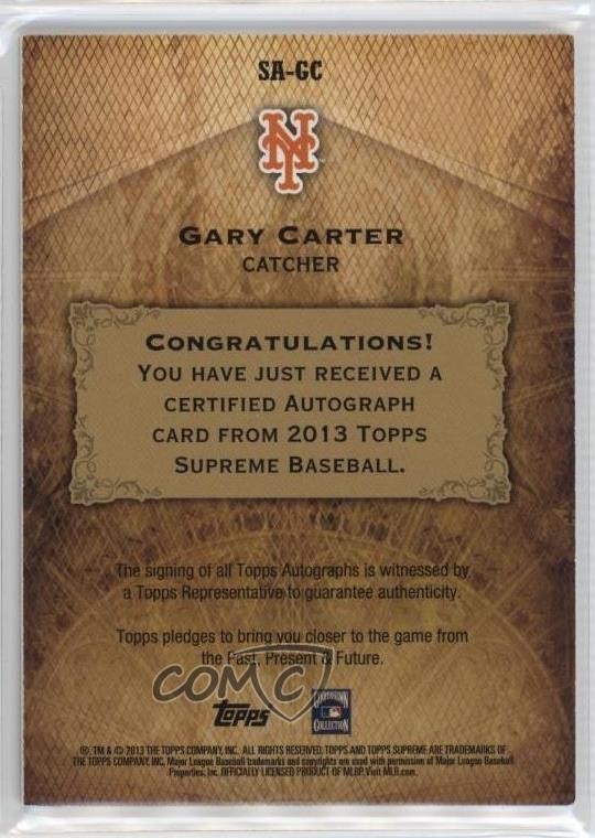 2013 Topps Supreme Retired and Active Auto /50 Gary Carter #SA-GC Auto ...