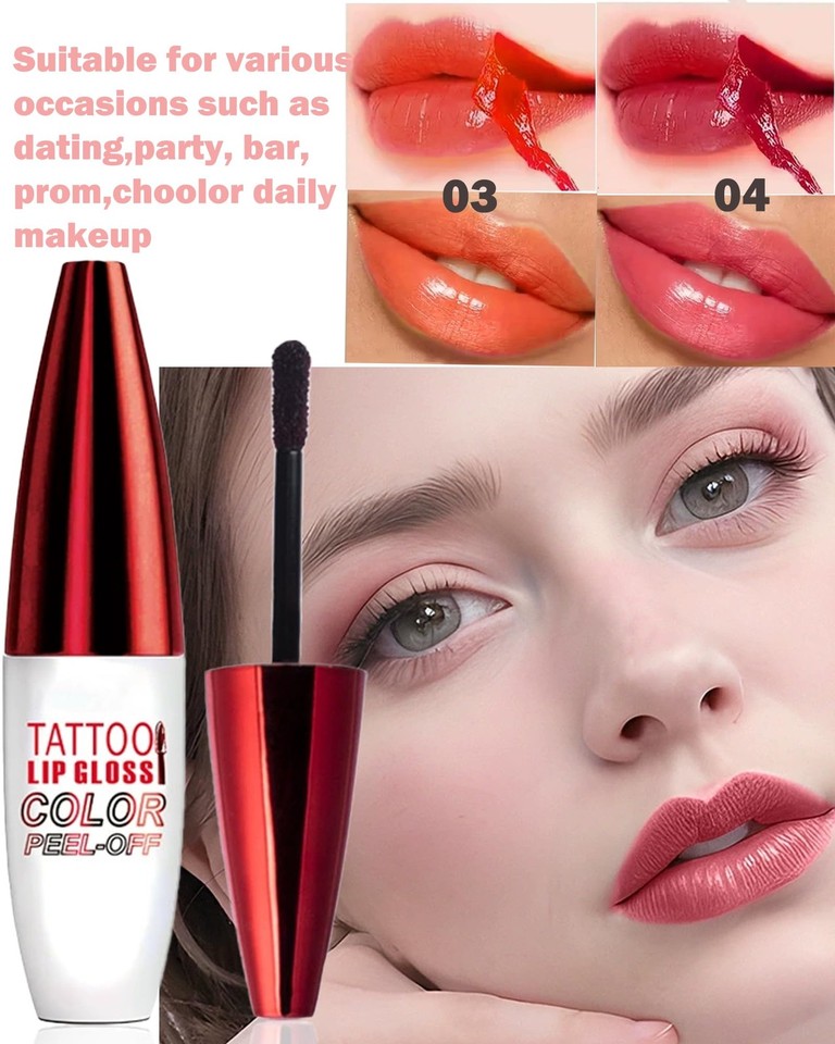 2 Pcs Red Nude Pink Peel Off Lip Stain,Matte Peel Off Lip Gloss Long ...