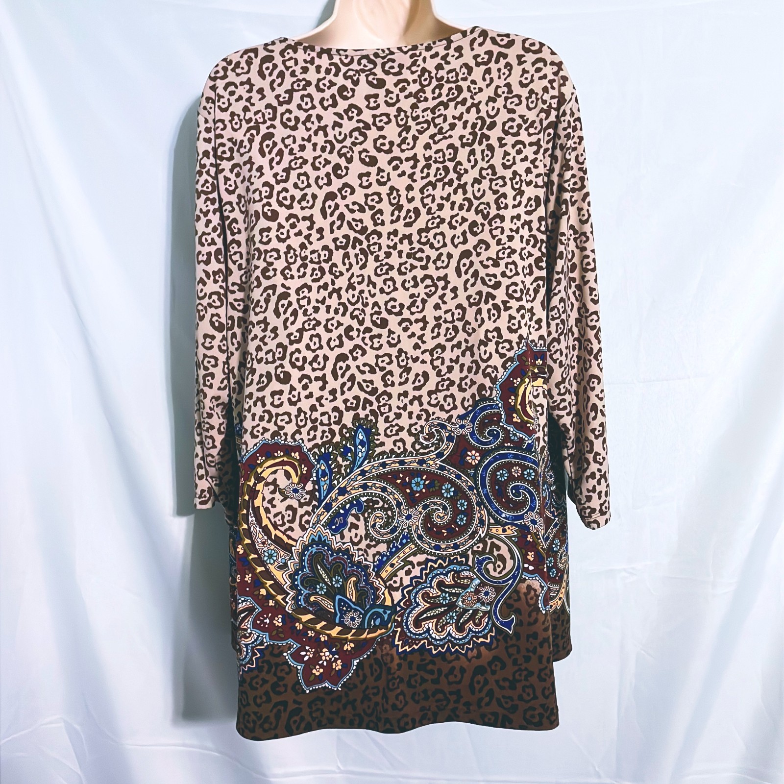 Susan Graver Animal Print & Paisley Top Size 1X | eBay