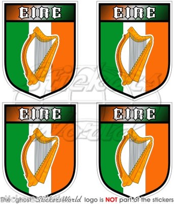 IRELAND Irish EIRE Gaelic Harp Shield 50mm(2") Bumper-Helmet Stickers ...