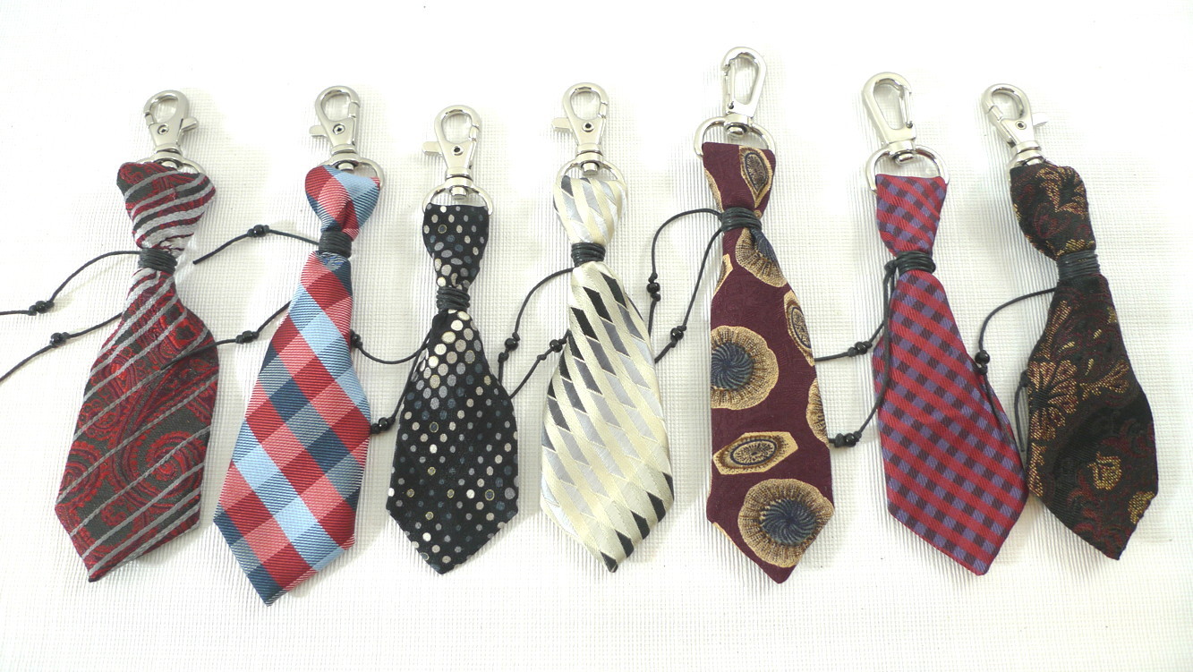 1 Handmade Men's Mini NECKTIE KEYCHAIN Zipper Pull Luggage ID Man Bag ...