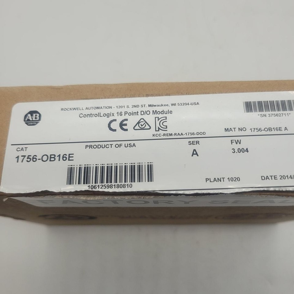 Allen-Bradley Control Logix 16 Point D/O Module 1756-OB16E Ser.A 3.004 ...