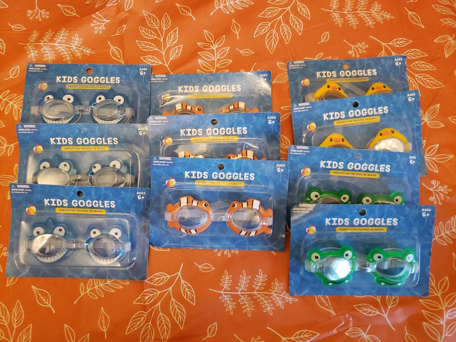 KIDS Goggles (Yellow Duck, Blue Shark & Fish Nemo) Ages 6+ , Set Of 10 ...