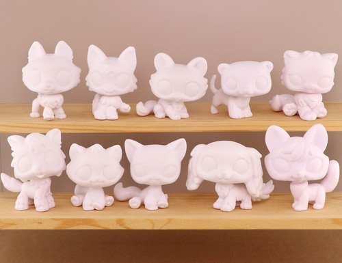 10pcs lps White Base Molds Wolf Sitting Cat Kitten Charles Fox...Kids ...