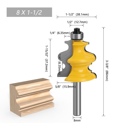1/4 1/2 8mm Shank Architectural Molding Router Bit Profile Edge Cutter ...