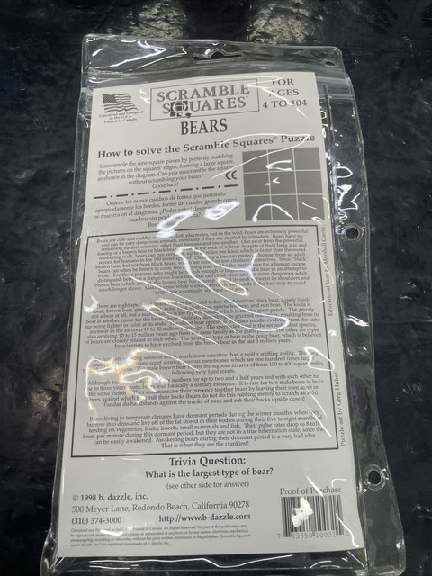 Bears Puzzle Scramble Squares 9pcs Brain Teaser for sale online | eBay