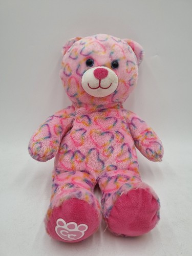 BUILD A BEAR FACTORY RARE & HTF CONDO CUB RAINBOW HEARTS BEAR BAB PINK ...