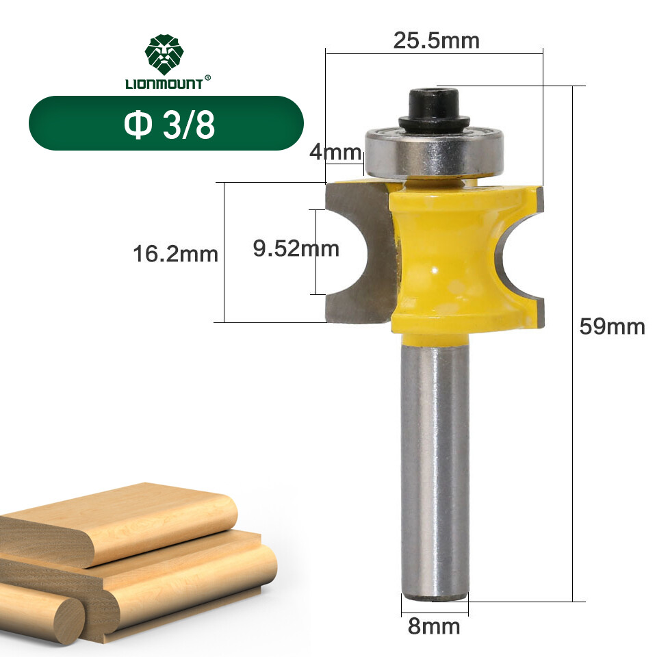 8mm Shank Bullnose Router Bit Set Bead Edge Moulding Profile Dowels ...