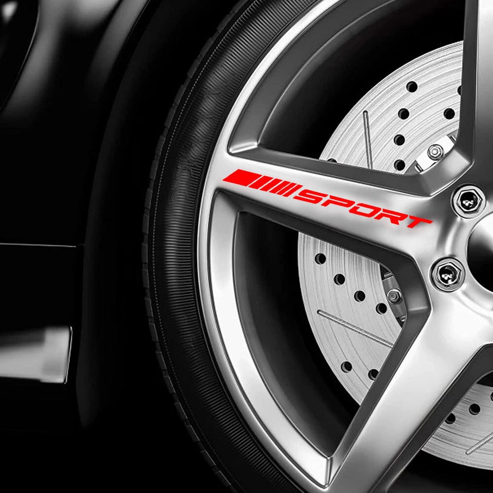 4Pcs SPORT Logo Car Rims Wheel Hub Racing Stickers Strip Decal Car ...
