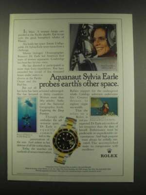 1985 Rolex Submariner Date Watch Ad - Sylvia Earle | eBay