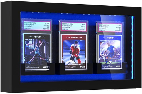 Card Display Case with LED Light, Baseball Card Display Case 3 Graded ...