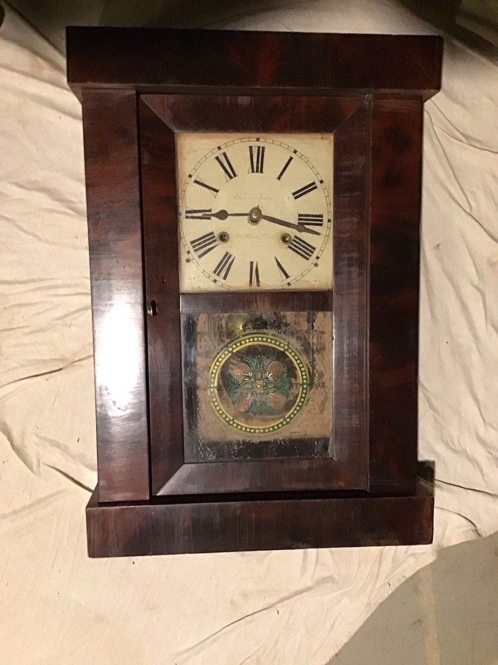 Antique Chauncey Jerome Flat Front 30 Hour Weight Driven Clock 1850 | eBay