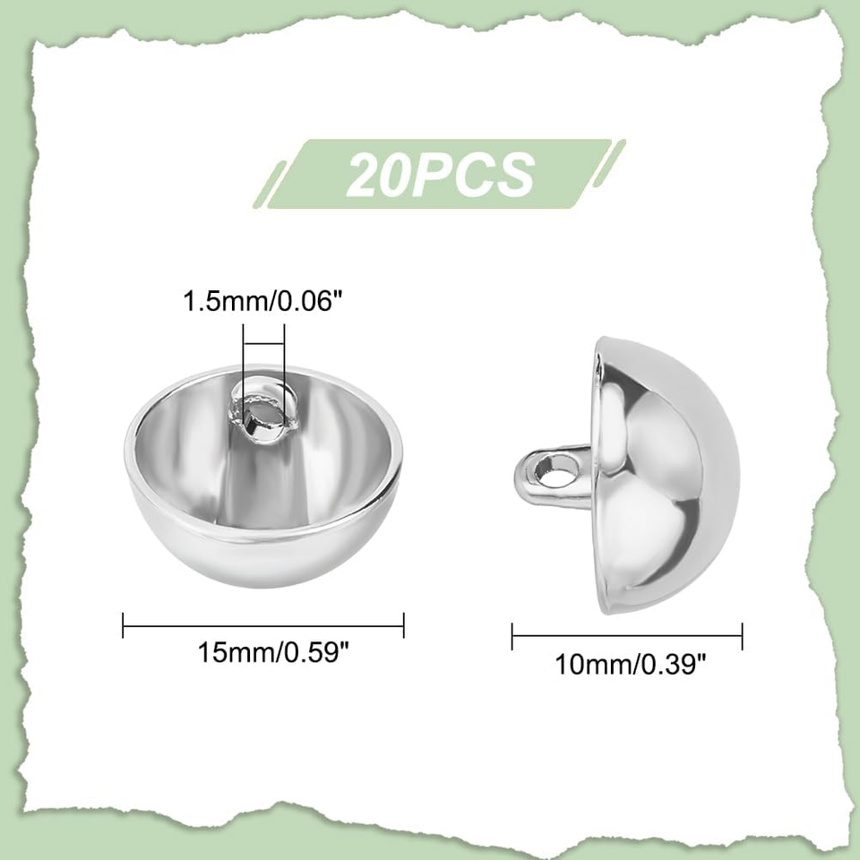 40Pcs Alloy Shank Buttons 15Mm Diameter Half round Shank Blazer Buttons ...