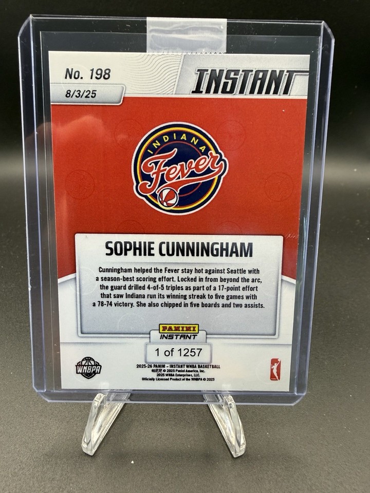 2025 Panini Instant WNBA #198 Sophie Cunningham 2nd Indiana Fever Card ...