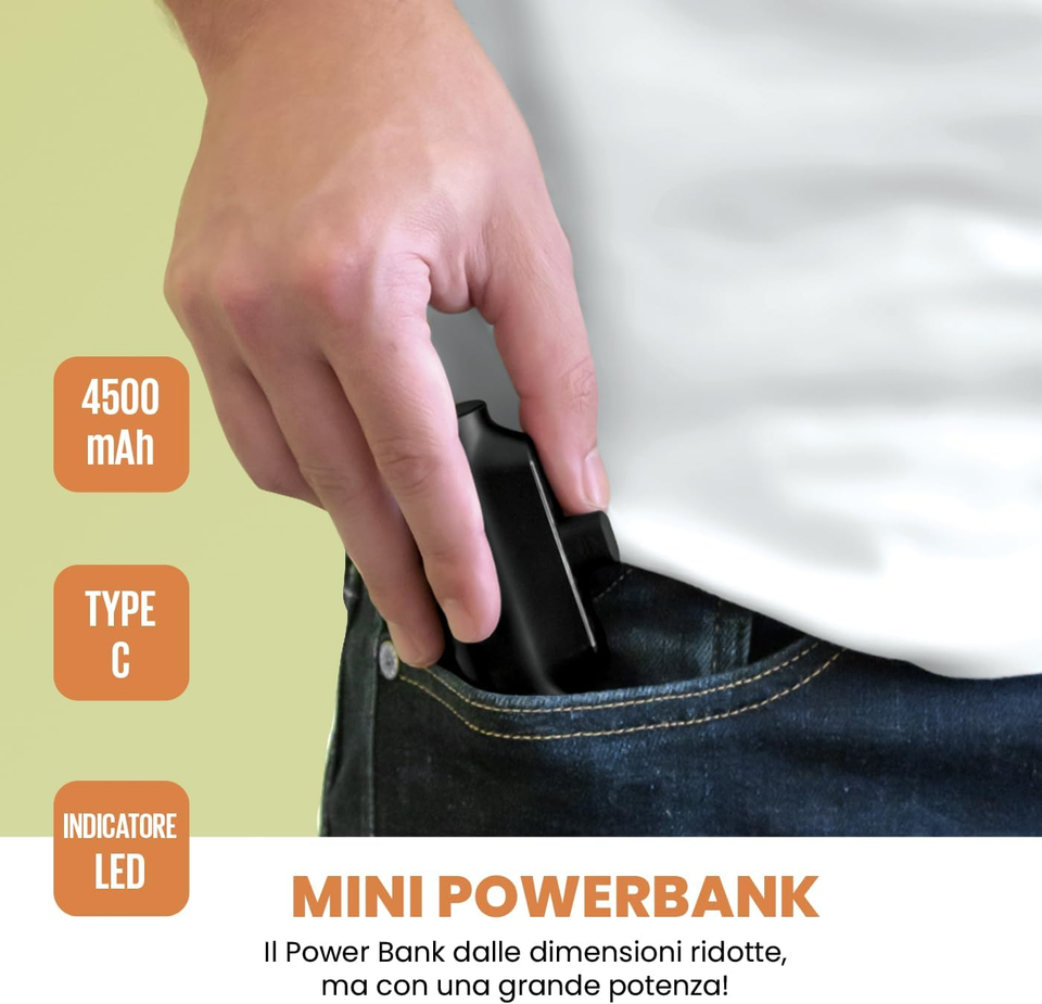Inter Power Bank 4500Mah, Piccolo & Compatto Caricabatterie Portatile ...