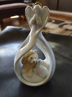 Apple Tree Design Porccelain Nativity Angle with Lion Lamb Ornament ...