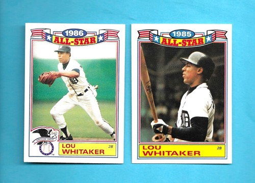 2 CARD LOU WHITAKER LOT! DETROIT TIGERS 1986/87 Topps ALL-STAR ...
