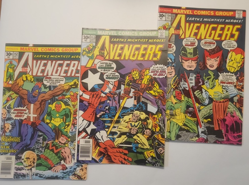 Comics, Marvel, Avengers # 152, # 153, # 154, Wonder Man, the Whizzer ...