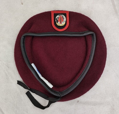 US ARMY SPECIAL OPERATIONS COMMAND AIRBORNE MAROON MILITARY BERET 7-1/2 ...