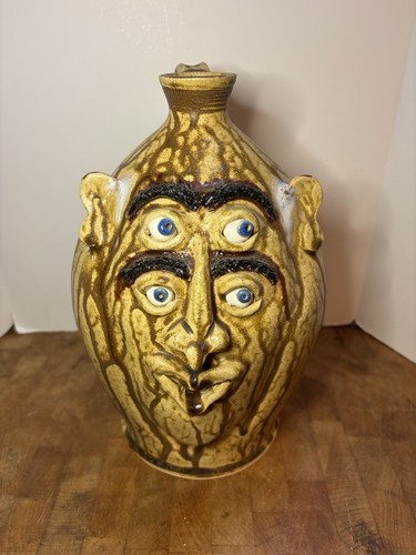 Mike Ledford Pottery Face Jug NC Studio Art Pottery 10” Double Eyes | eBay