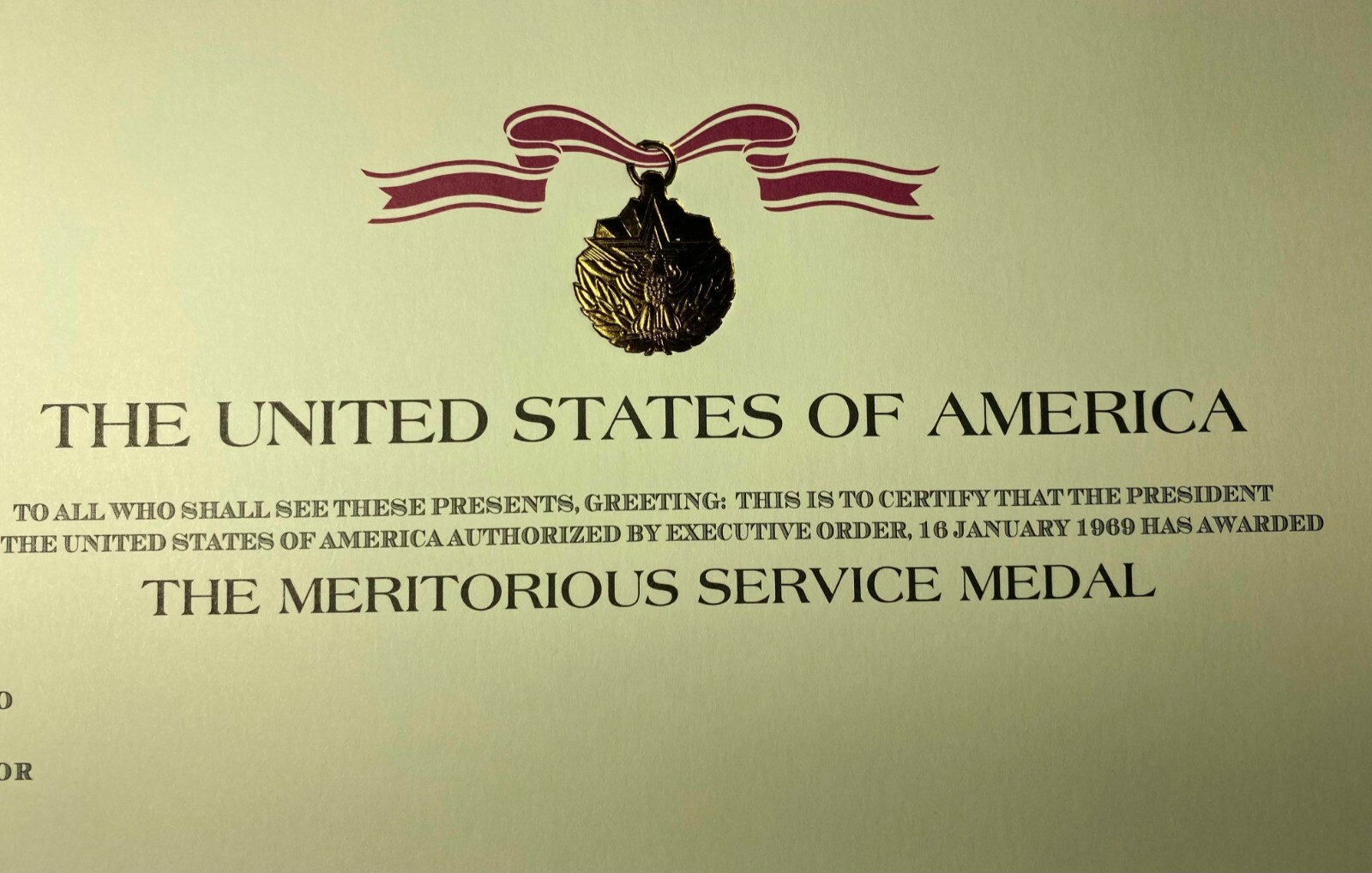 ARMY Meritorious Service Medal Certificate (MSM) - Blank | eBay