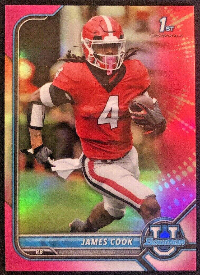 JAMES COOK 2022 1ST BOWMAN TOPPS "PINK" REFRACTOR ROOKIE CARD #19! | eBay