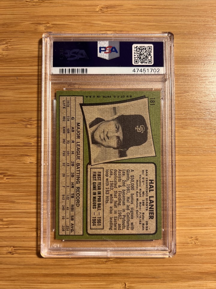 1971 Topps Baseball Set Break #181 Hal Lanier PSA 6 EX-MT | eBay