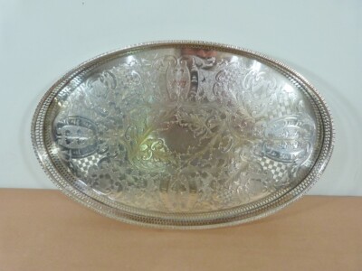 VINERS of SHEFFIELD ALPHA PLATE OVAL GALLEY PLATED SERVING TRAY 17.75 ...