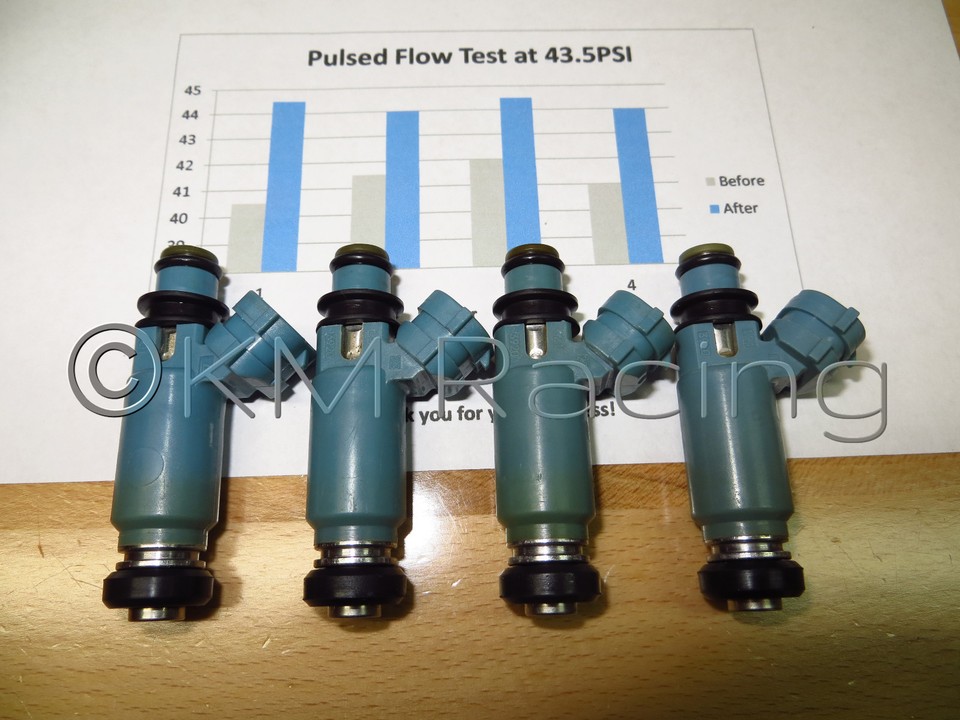 4x Subaru WRX 02-05 Light Blue Fuel Injectors: 440cc - Flow Tested ...