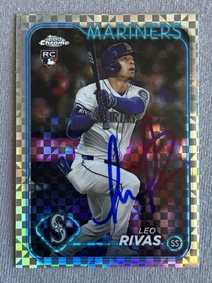 MARINERS- LEO RIVAS AUTOGRAPH 2024 TOPPS CHROME UPDATE X-FRACTOR RC ...