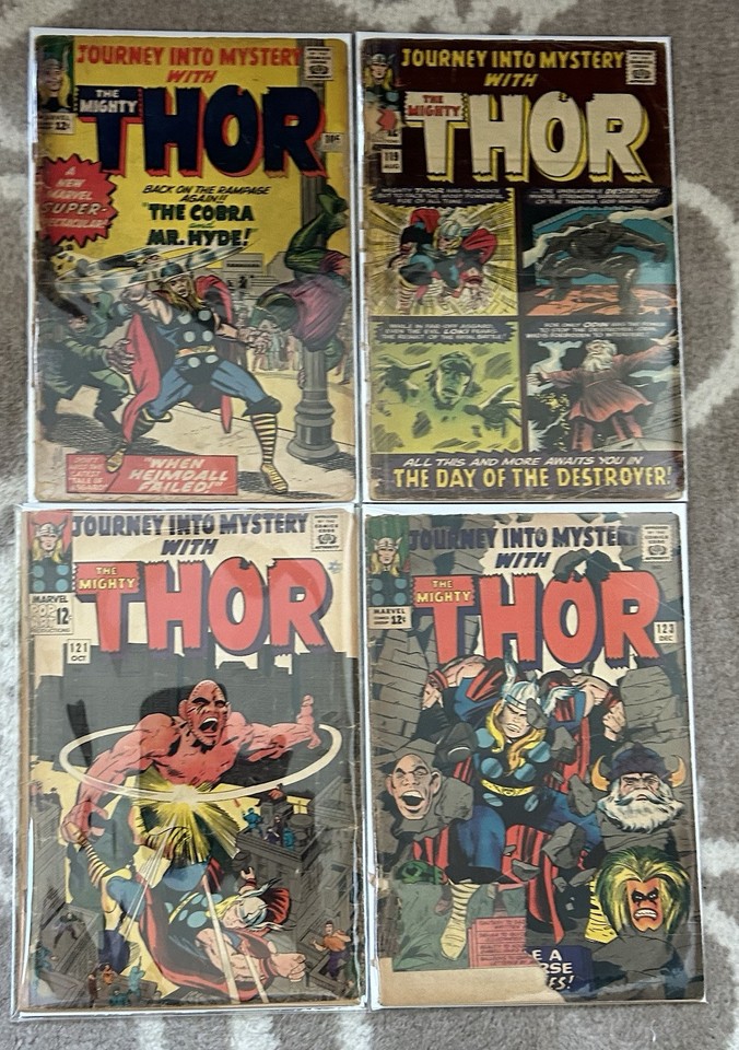 Thor Stan Lee Jack Kirby #105,119,121,123 Journey Into Mystery Lot Low ...