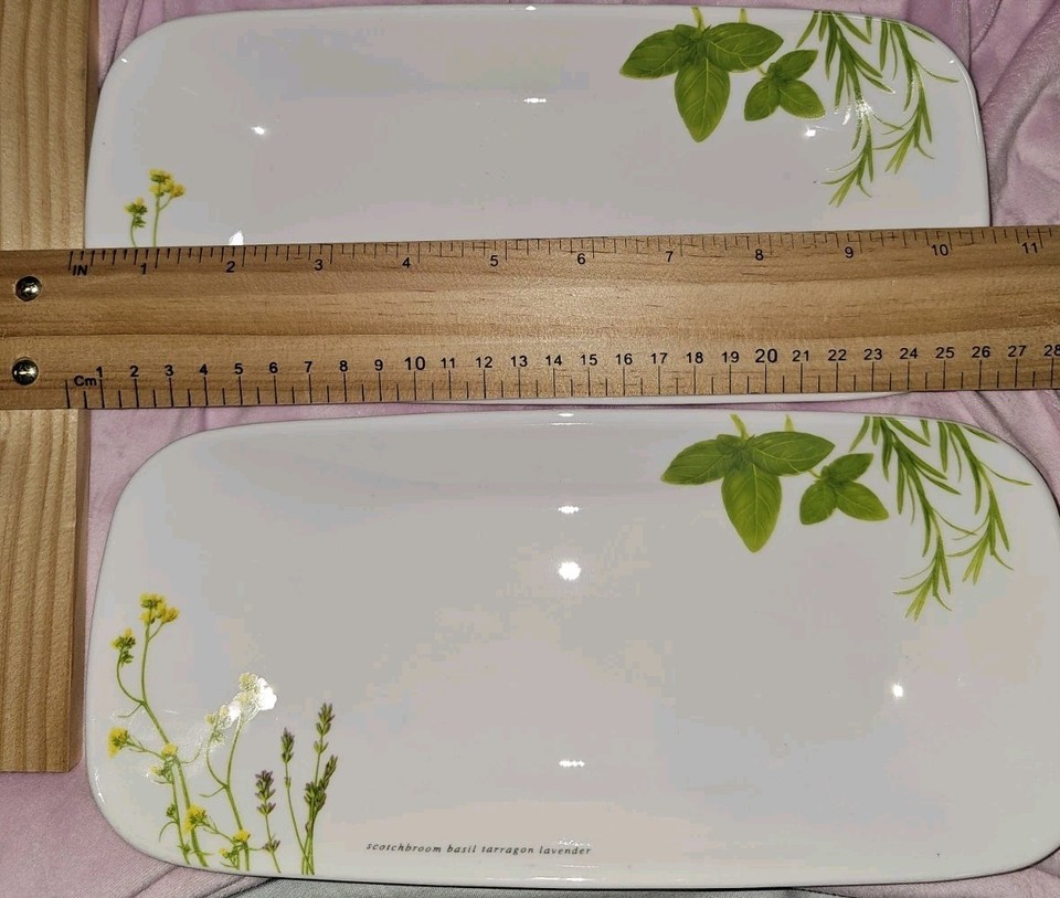 CORELLE Livingware EUROPEAN HERBS Appetizer Fish TRAY Plate Lot Of 4 ...