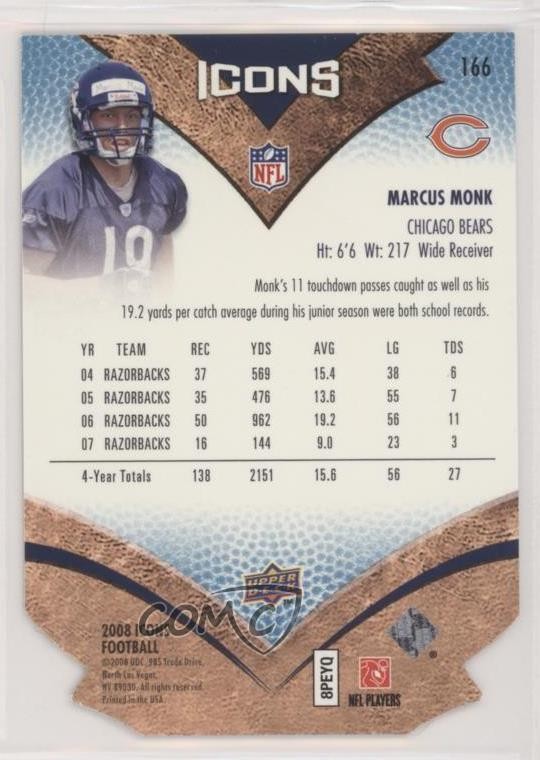 2008 Upper Deck Icons NFL Rookies Blue Die-Cut /19 Marcus Monk #166 ...