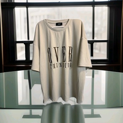 Cider Sand Color Women's Oversized Tee "Overthinking" Size L | eBay