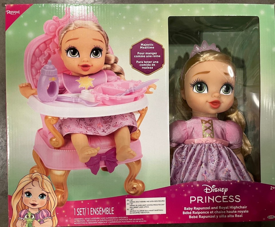 Disney Princess Baby Doll Highchair Set – Rapunzel, Ariel, Tiana, Moana ...
