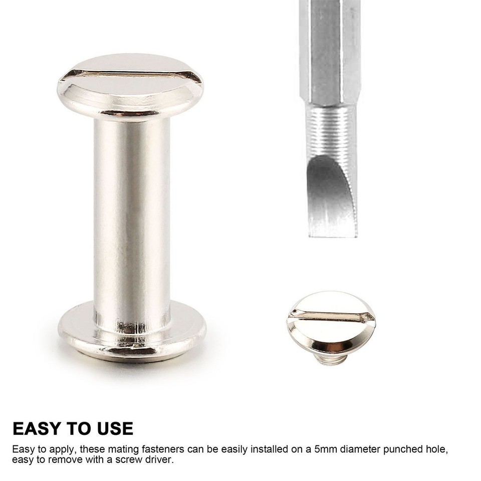 100Pcs Chicago Screws Kit Mixed Size Leather Fasteners Rivets Belt ...