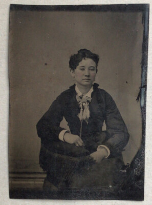 Vintage Tintype photograph young lady interesting neckwear #21 | eBay