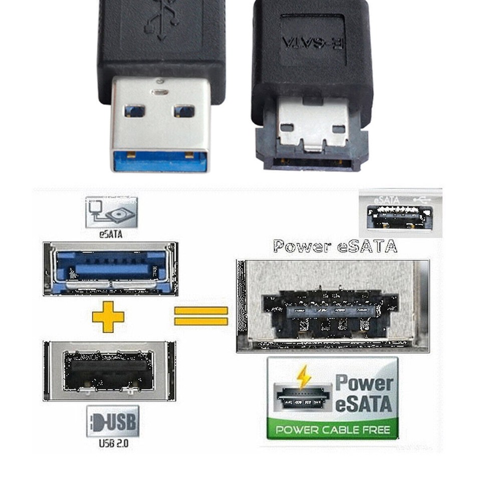 eSATA USB 3.0 Cable | HDD SSD | USB2.0 to eSATAp Converter | USB eSATA ...