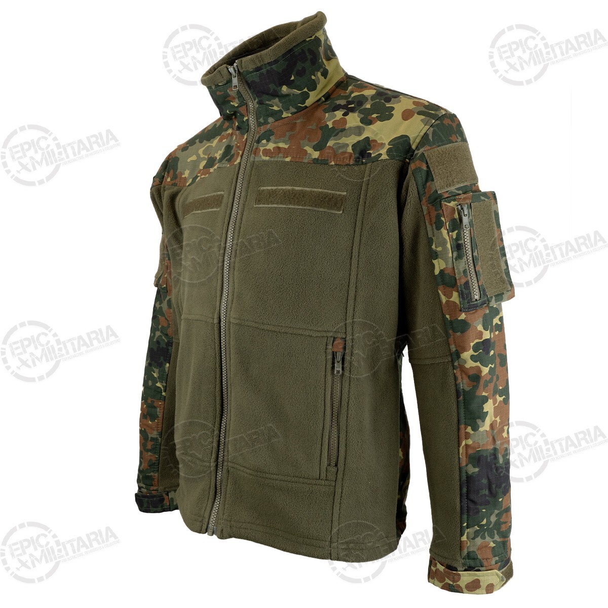 MFH Combat Style Fleece Jacket - Flecktarn Camo- Military & Outdoor ...