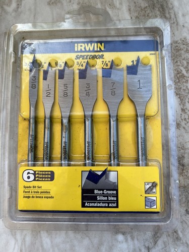 Irwin 88886 Speedbor 6 Piece 3/8-Inch to 1-Inch Blue Groove Spade Drill ...