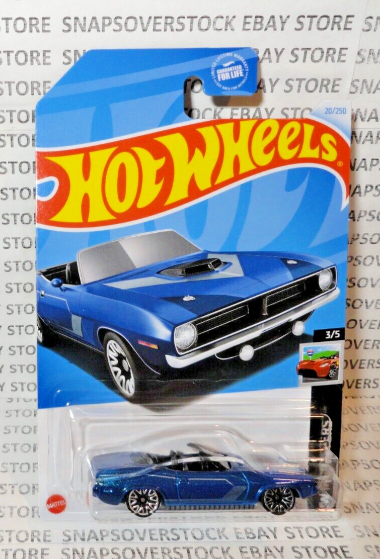 2024 HOT WHEELS BLUE '70 PLYMOUTH BARRACUDA CONV, HW ROADSTERS 3/5, HW ...