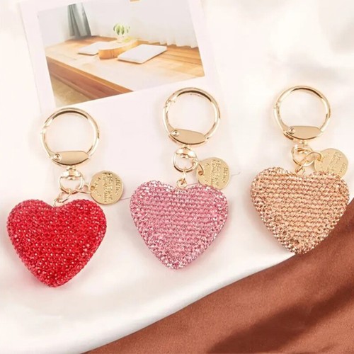 Full Rhinestone Heart Key Chains Women Handbag Pendant Keyring Solid ...