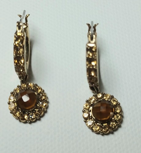 Liz Clairborne Lc Marked Vintage Hoop Dangle Flower Earrings Honey ...